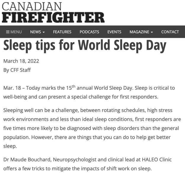 HALEO | Sleep tips for firefighters